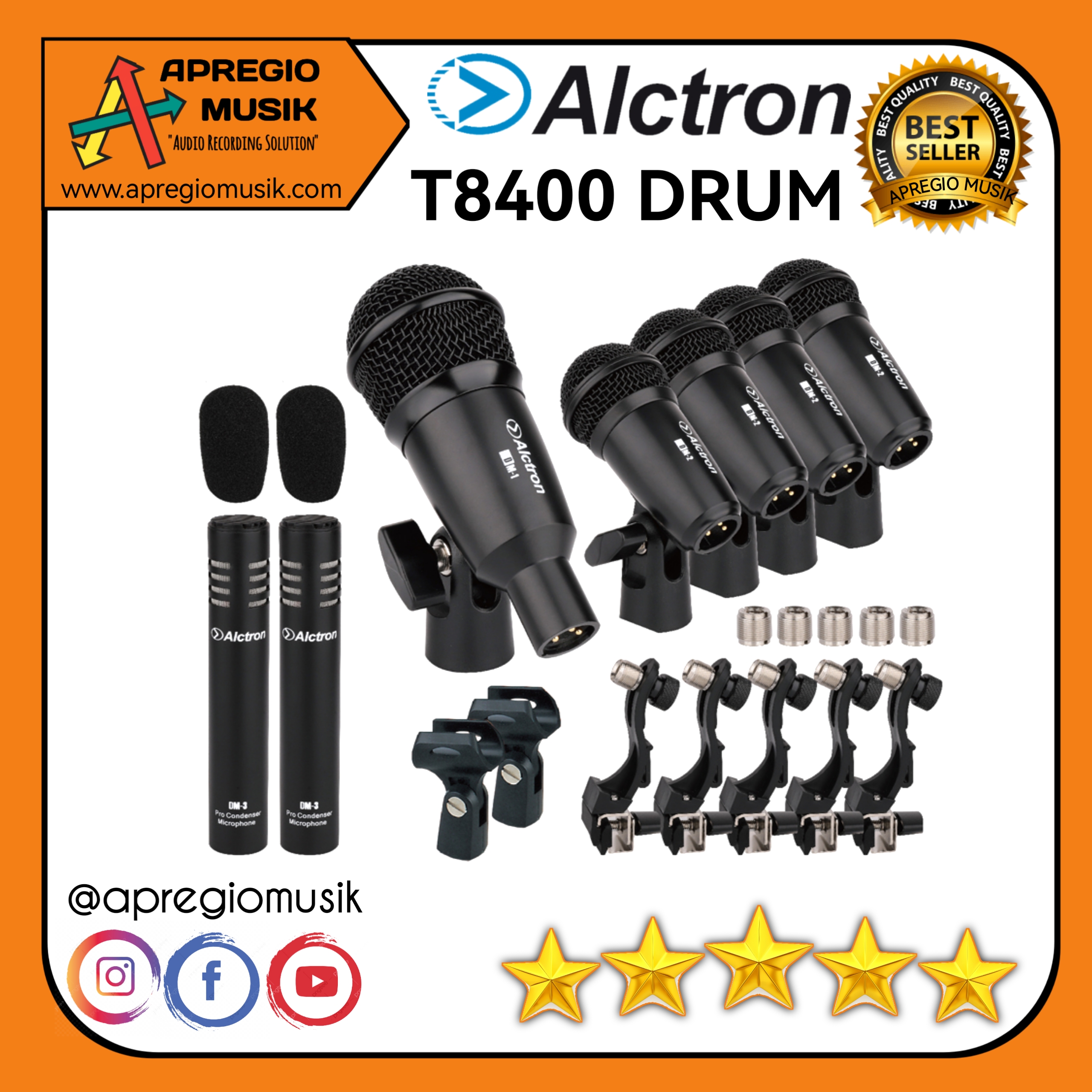 Alctron T8400 Set Microphone Drum Kit 7 Mic | Lazada Indonesia