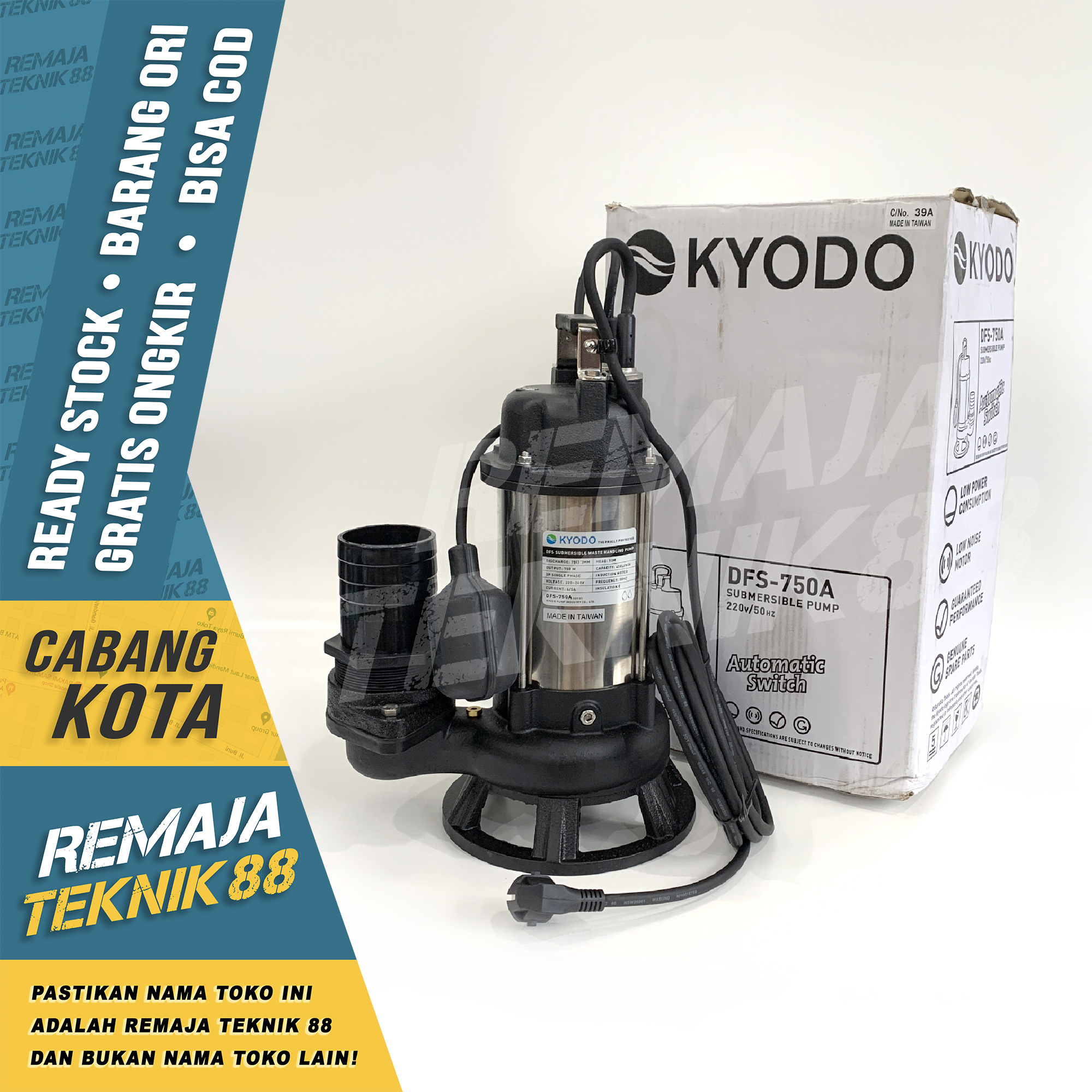 POMPA CELUP AIR KOTOR / KYODO DFS 750 A / 3 INCH / 1 HP / OTOMATIS ...
