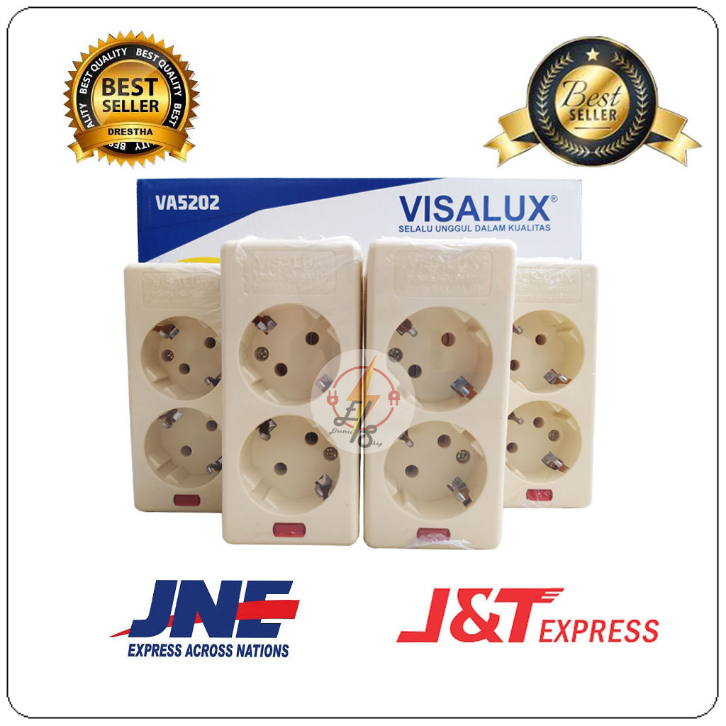 Stop kontak arde plus 2 lubang visalux VA-5202 Elektrikshop | Lazada ...
