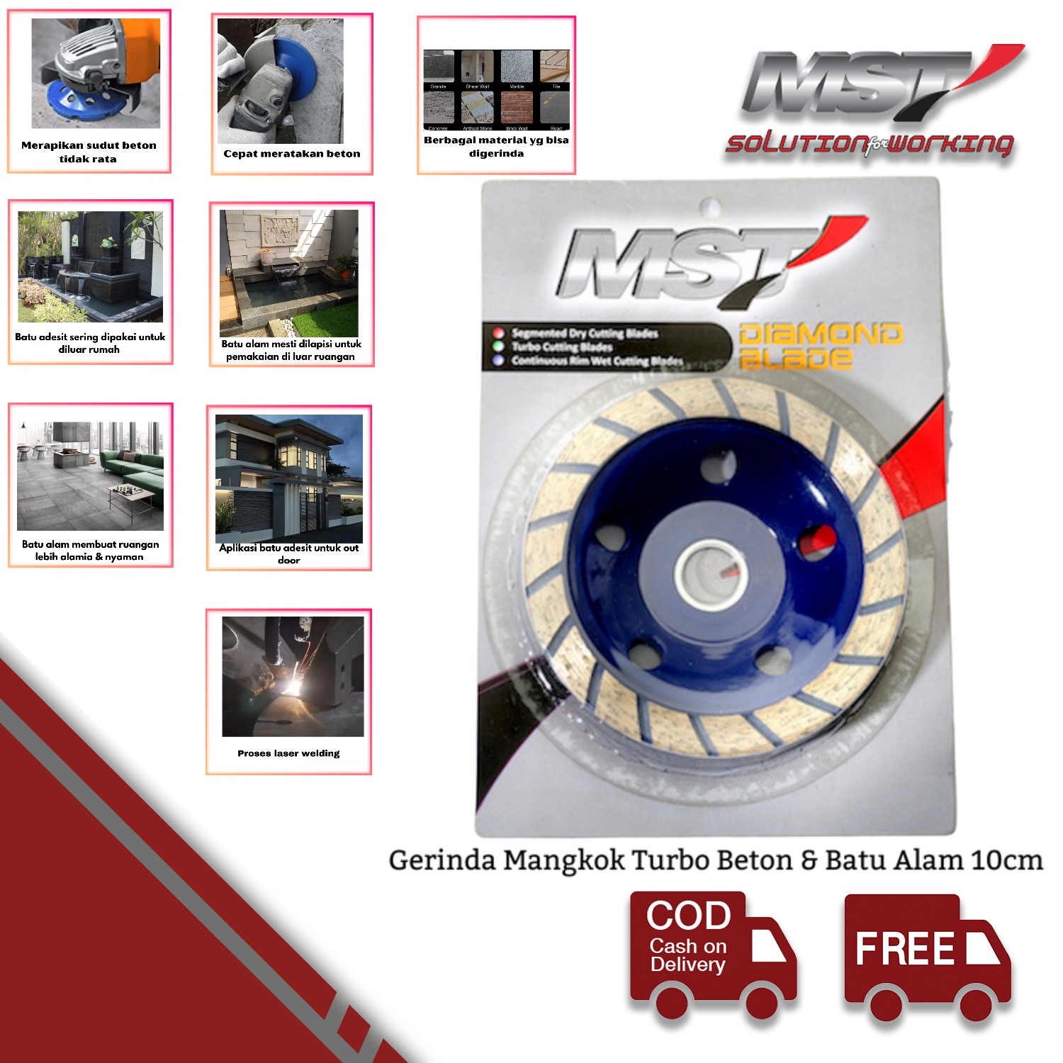 MST Mata Gerinda Mangkok Turbo 4"-100mm / Blue Turbo Diamond Cup Wheel ...