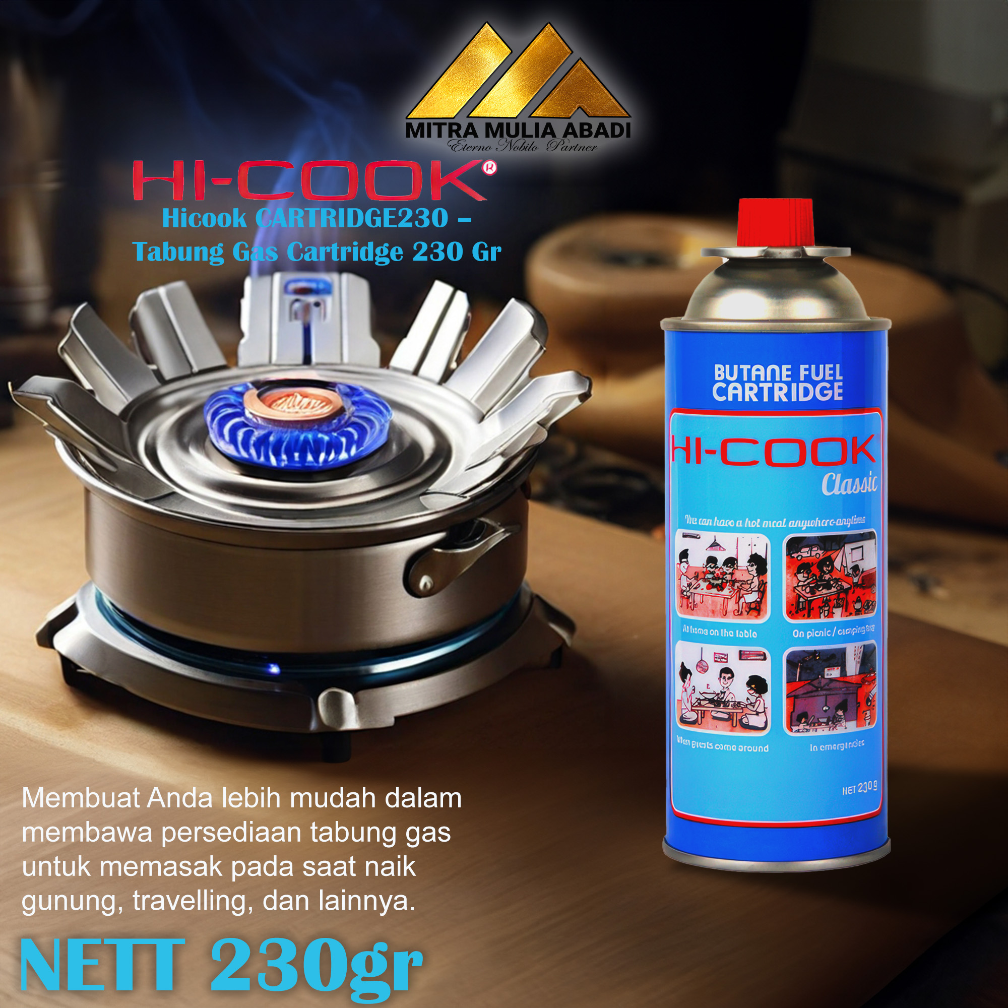 TABUNG GAS PORTABLE KALENG HI COOK FULL 230 GRAM | Lazada Indonesia