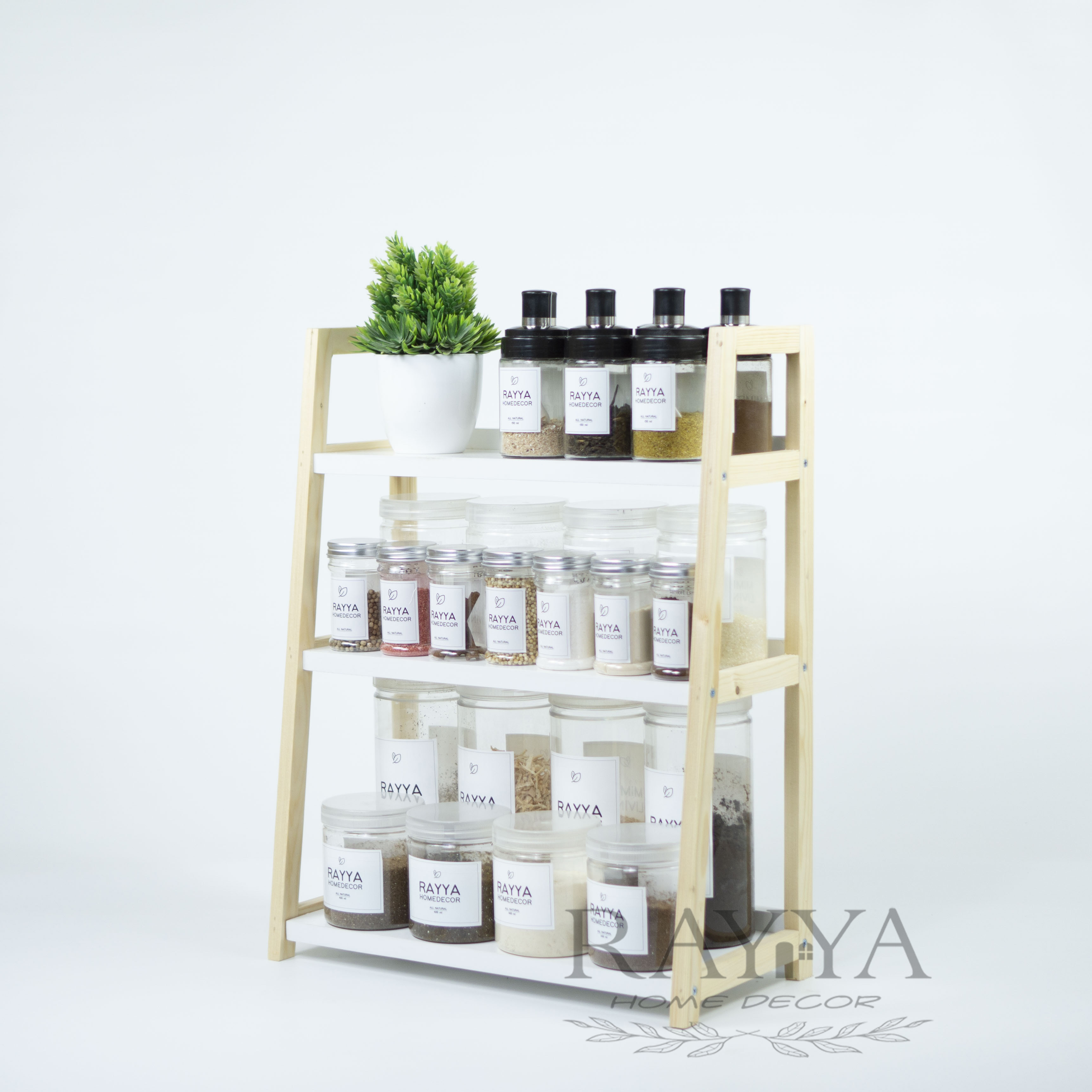 JUMBO Rak 3 susun besar serbaguna kayu jati belanda mix putih/ rak ...