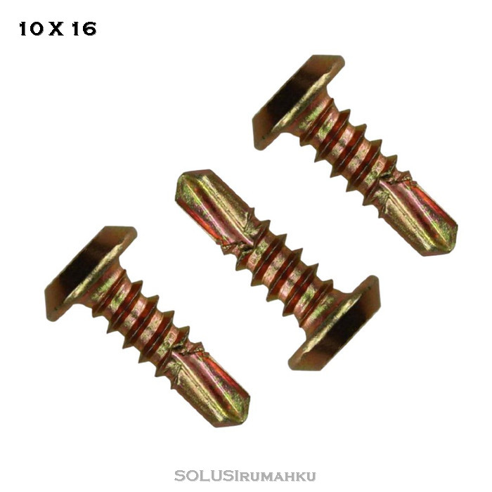 50 pcs Skrup SDS Wafer Head 10 x 16 Baut Partisi Rangka Gypsum Roofing ...