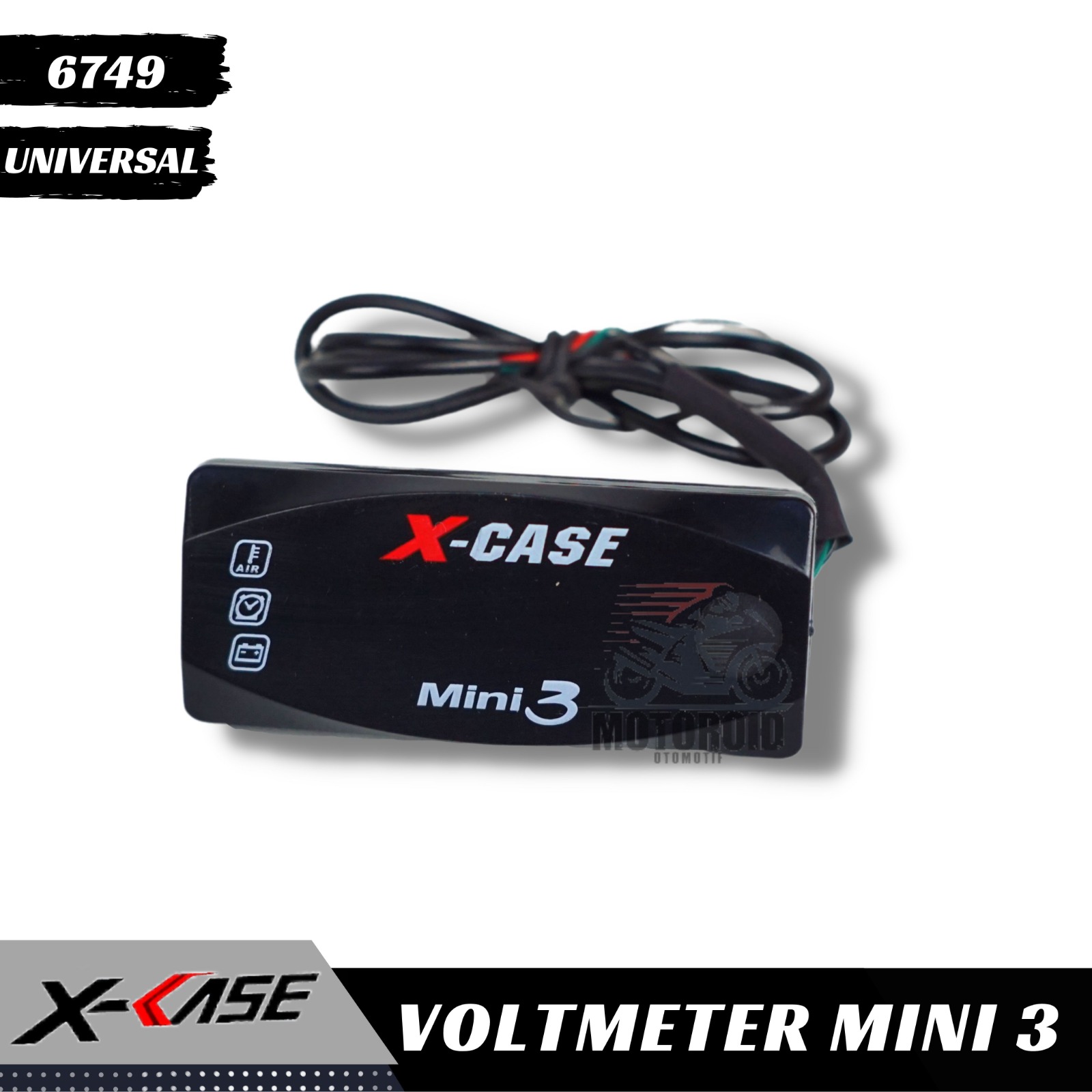 Volt Meter 3in1 Digital Waterproof voltmeter 3 in 1 Aki Motor Suhu Jam ...