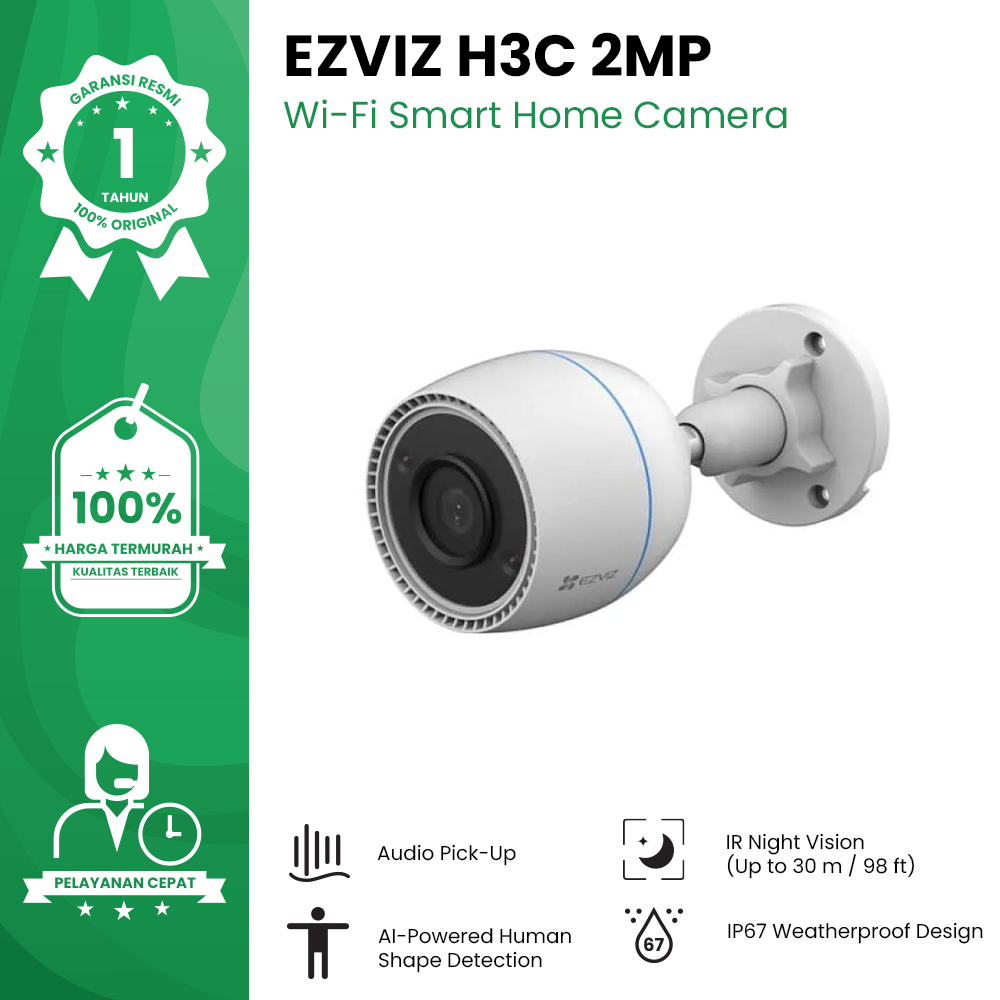 EZVIZ H3C 2MP OUTDOOR WIRELESS CAMERA | Lazada Indonesia