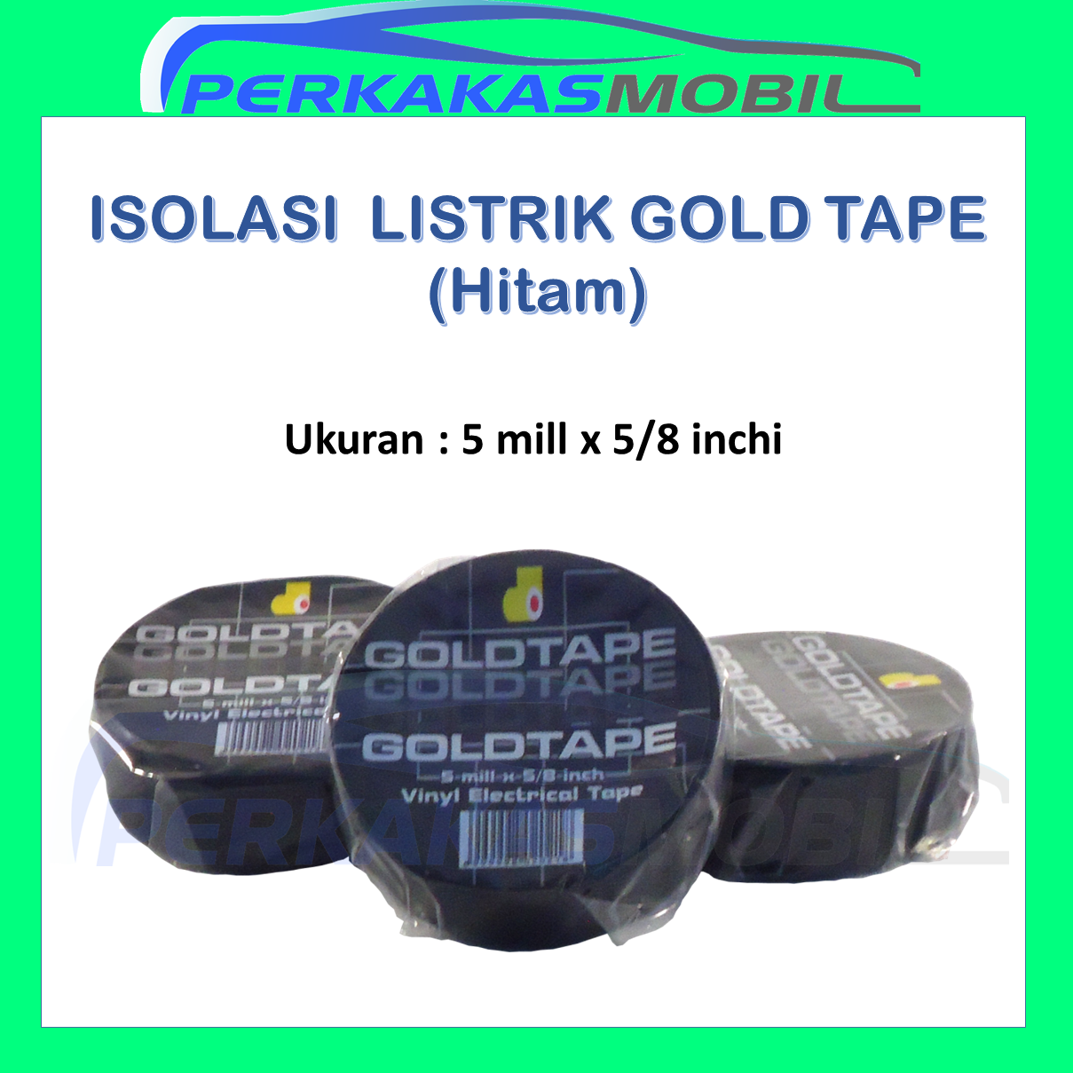 GOLDTAPE Gold Tape 3 buah Isolasi listrik hitam atau selotip kabel ...
