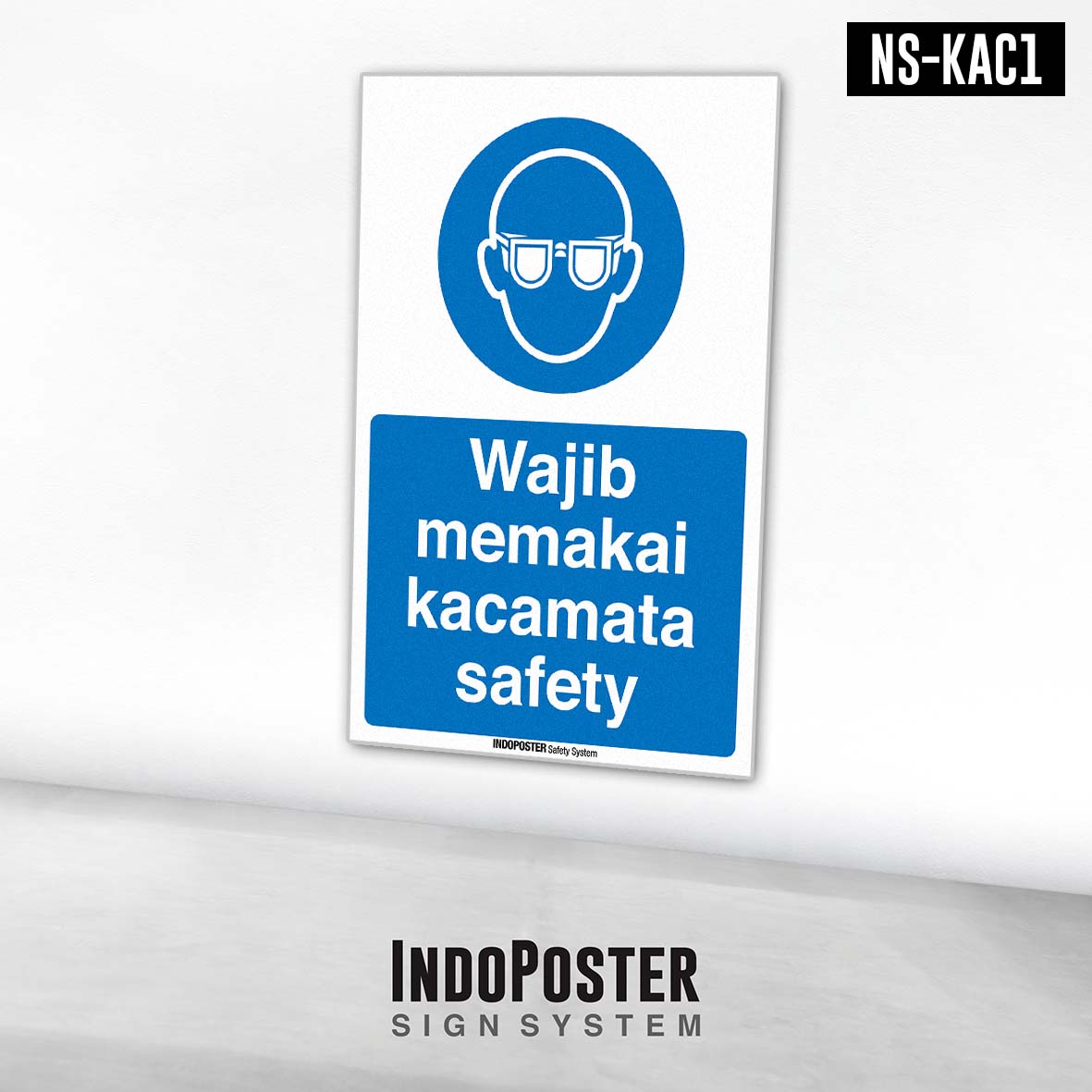 Stiker Safety Sign K3 Wajib Memakai Kacamata Safety Glasses | Lazada ...