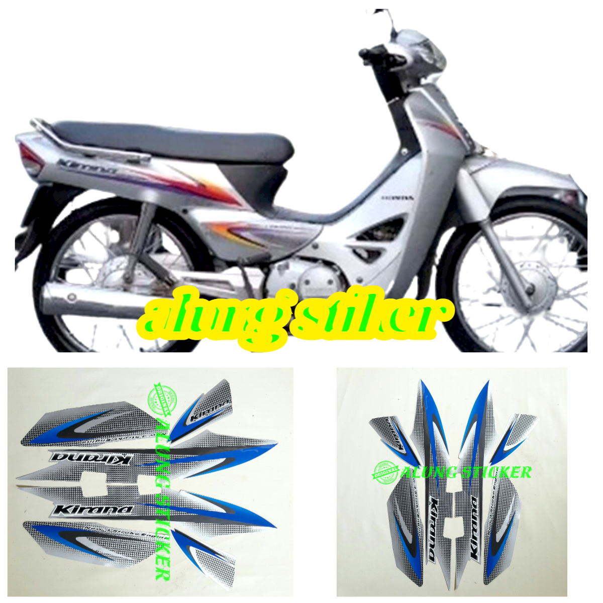 STIKER STRIPING LIS LES BODY MOTOR HONDA KIRANA TAHUN 2005 WARNA SILVER ...