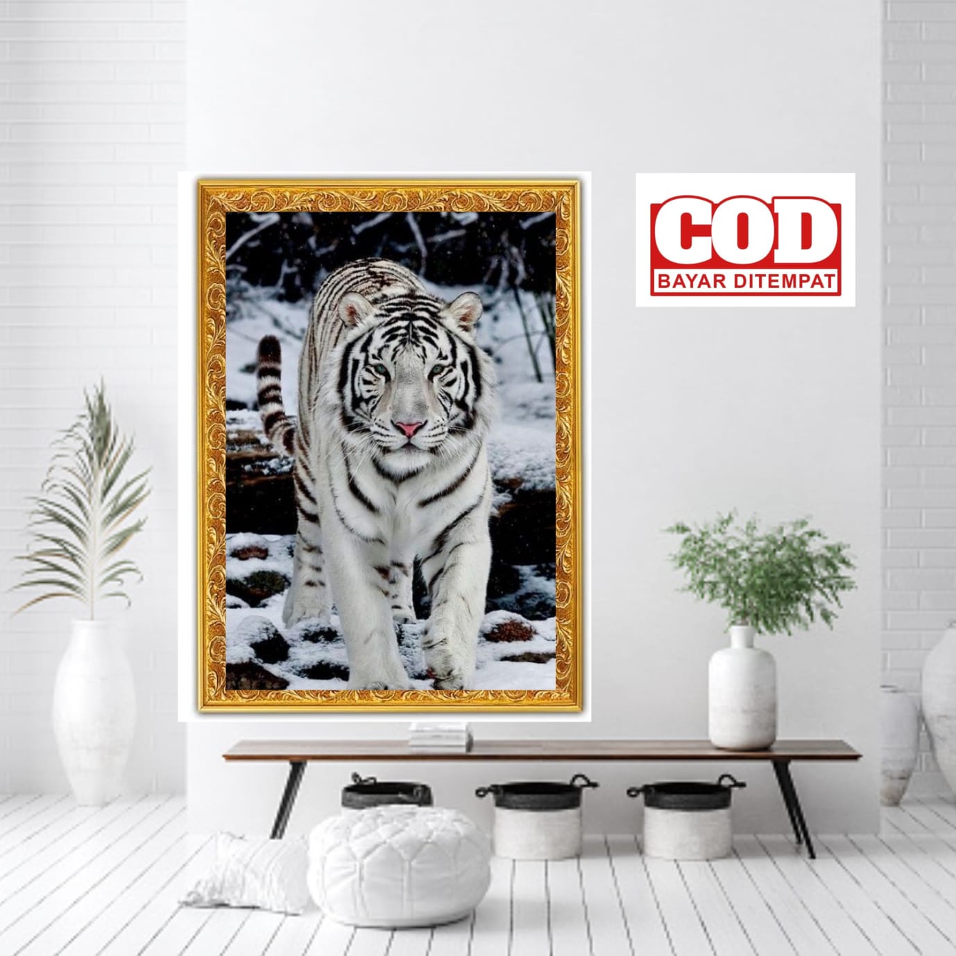 POSTER KAYU HARIMAU PUTIH/POTO MACAN PUTIH/HIASAN DINDING/DEKORASI ...