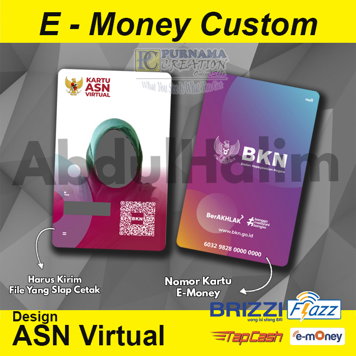 Kartu ASN Virtual BKN bisa flazz e-money emoney etoll tapcash brizzi ...