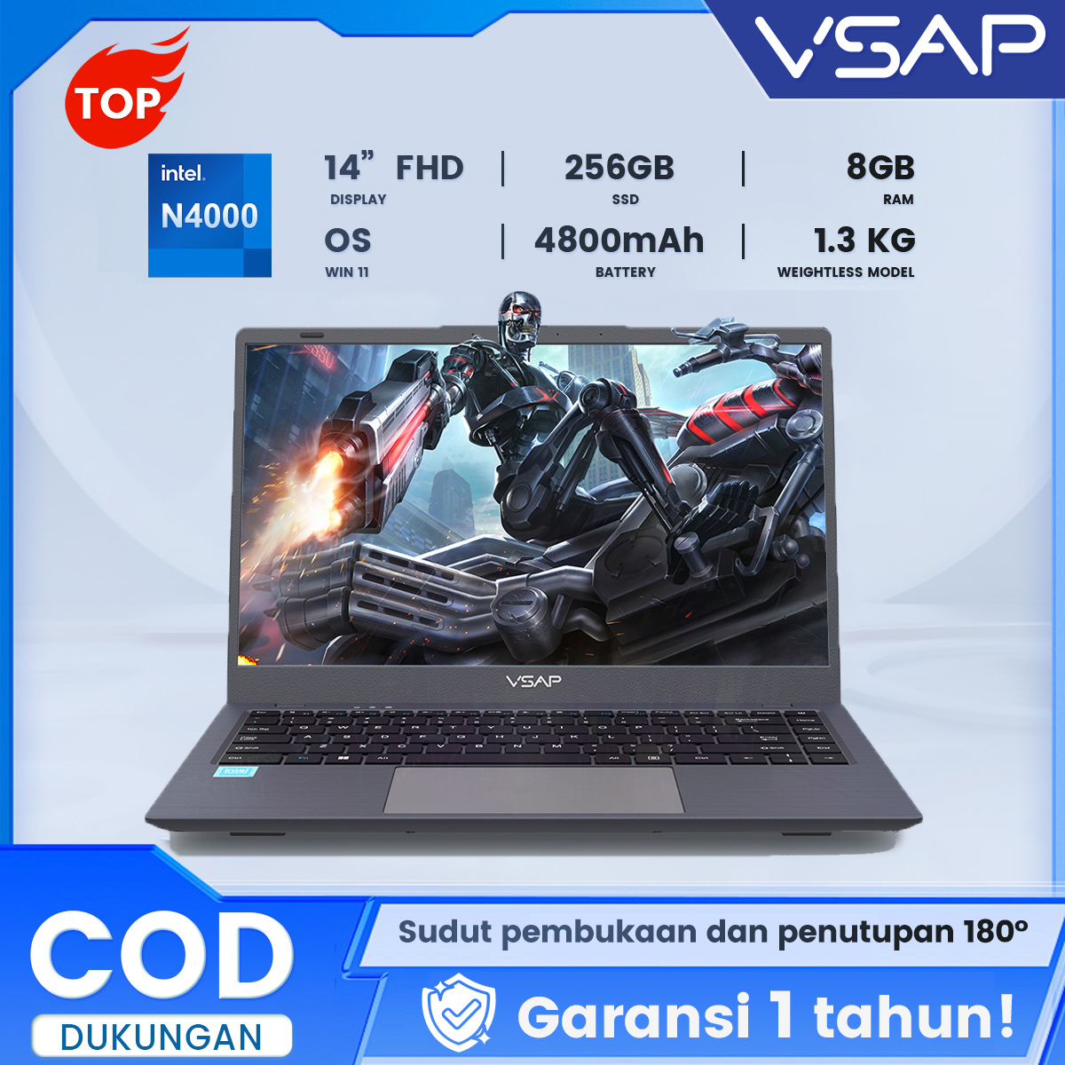 VSAP Laptop Intel N4000 8GB RAM 256GB SSD Windows 11 OHS 14 Inch HD Laptop | Lazada Indonesia