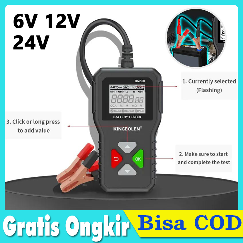 Car Battery Tester Alat Test Aki Digital Alat Uji Baterai Battery ...