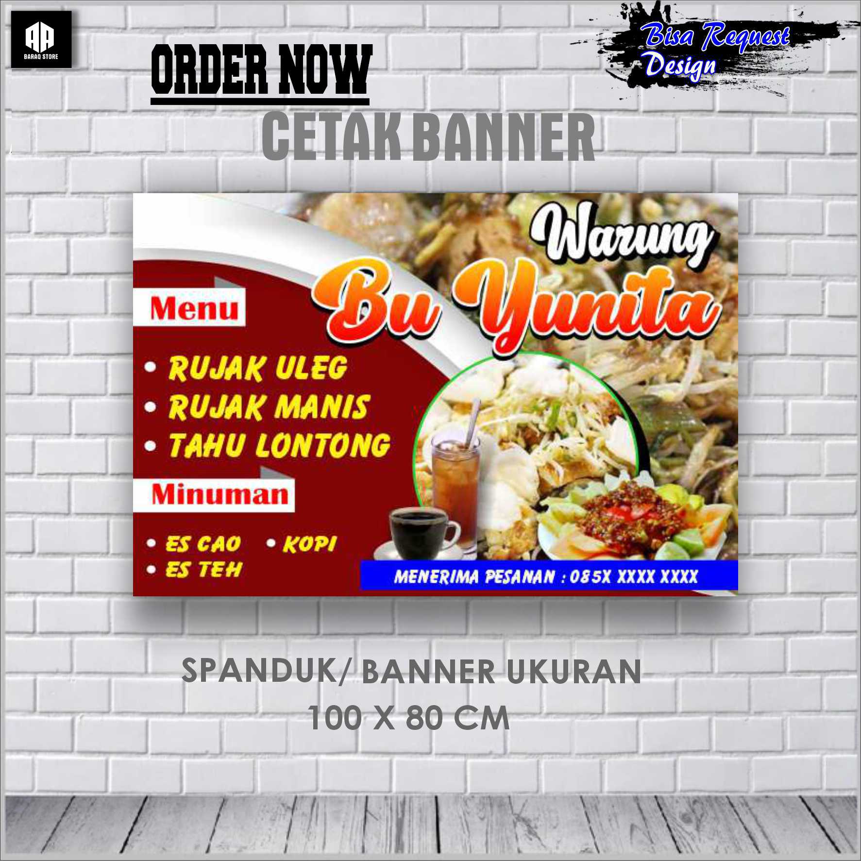 cetak spanduk banner WARUNG SOTO DAN RUJAK UKURAN 100X80 CM bisa requet ...