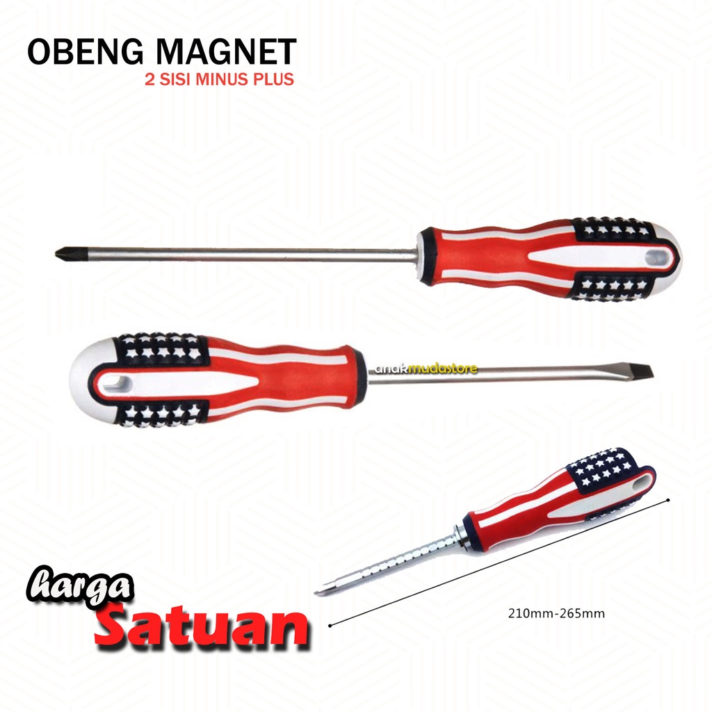 Obeng tukang Magnet 2 Sisi Plus Minus Obeng Kembang Min 2 in 1 ...
