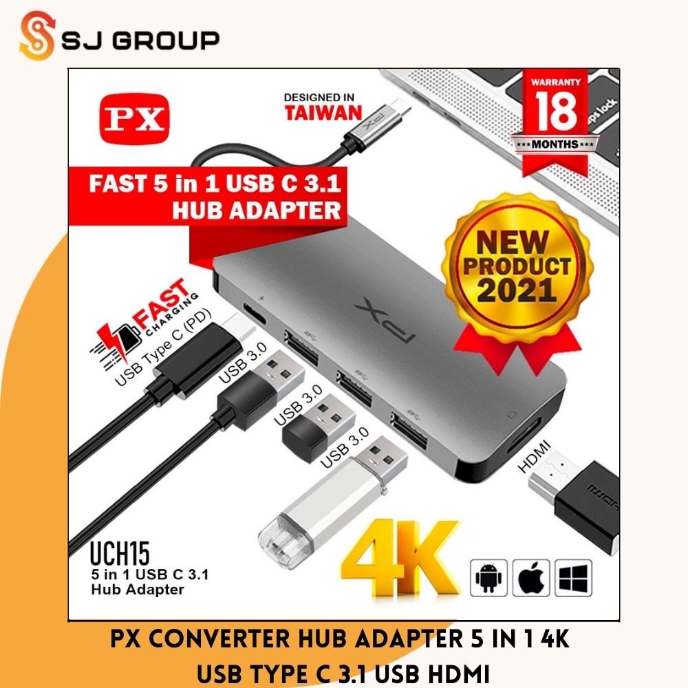 PX Converter Hub Adapter 5 in 1 4K USB Type C 3.1 USB HDMI Konektor ...