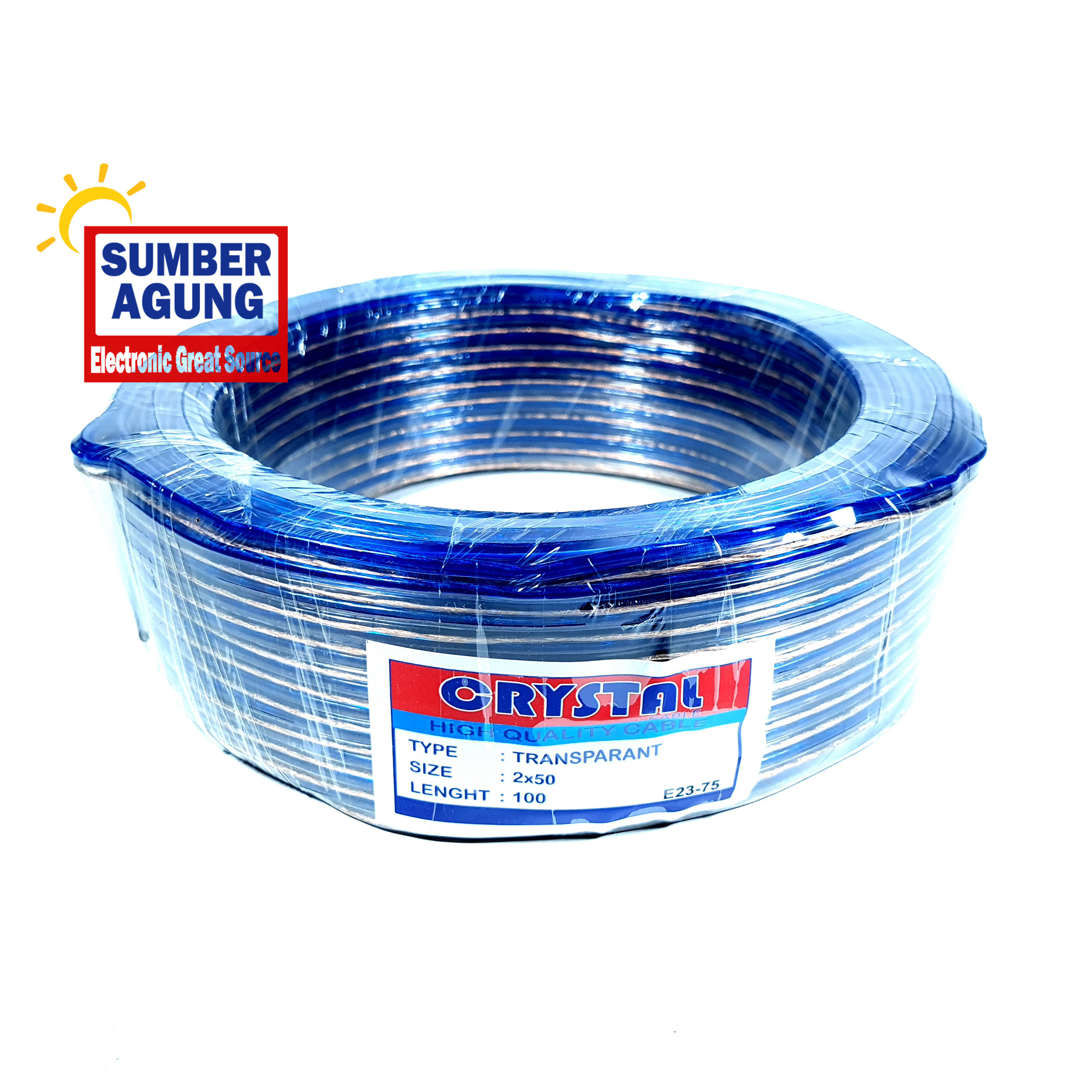Crystal Kabel Transparant Isi Serabut 2x50 Panjang 100 Lentur Fleksibel ...