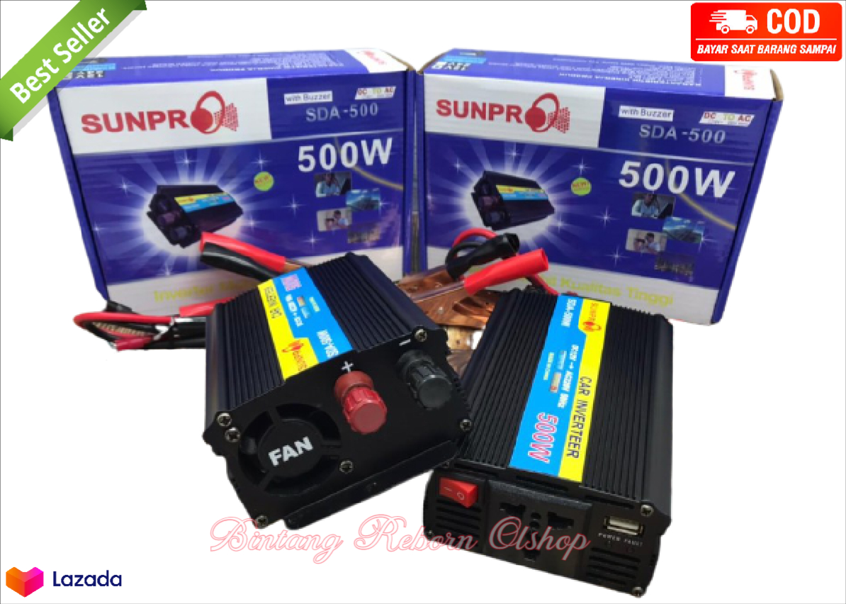 NEW~Power Inverter Sunpro 500w 12v-24v - Inverter Mobil 500w / Inverter ...