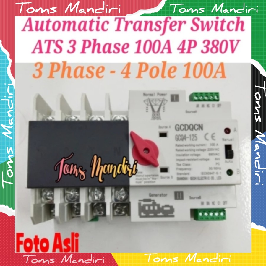 Automatic Transfer Switch ATS 3 Phase 100A 4P 380V Solar Cell Panel ...