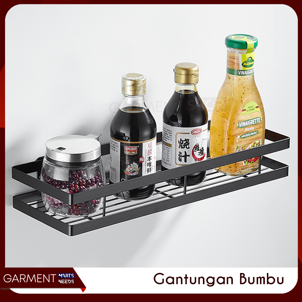 Rak Gantung Bumbu Dapur Tempel Dinding Tempat Garam Kecap Stainless ...