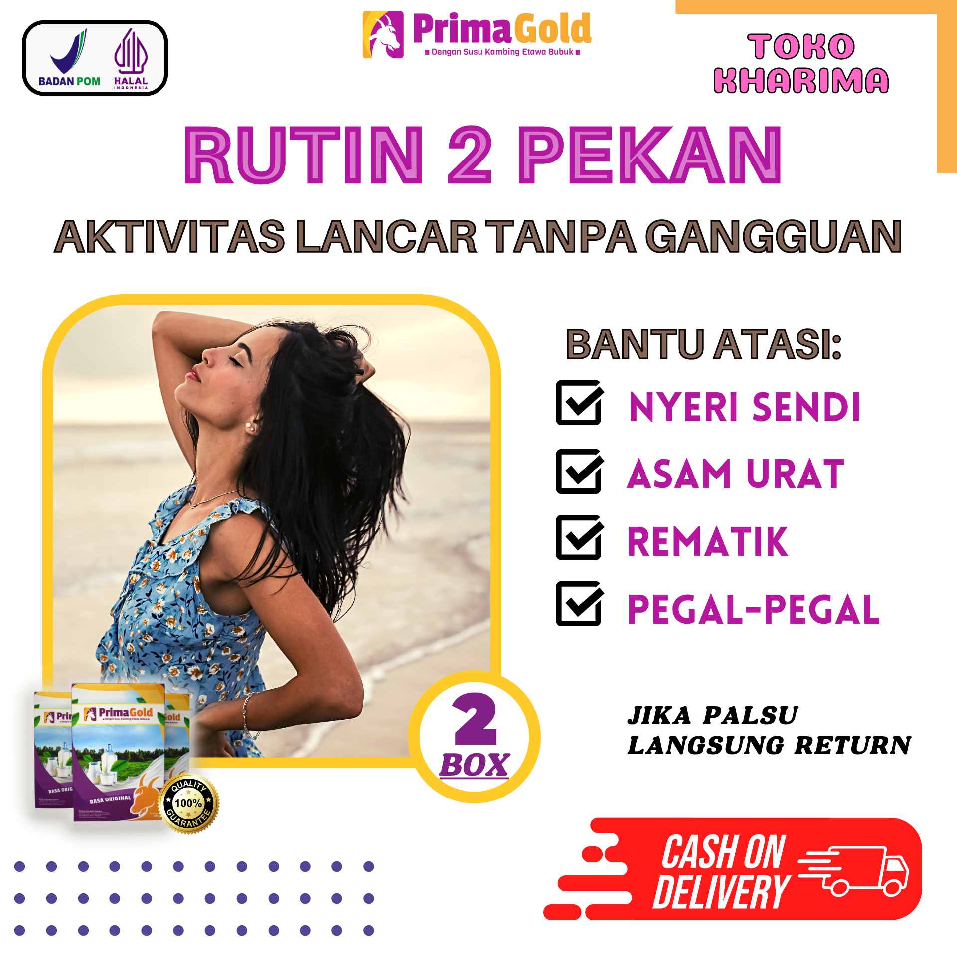 [ 2 BOX ] Susu Original PRIMA GOLD 200gr Minuman Sehat Terapi Untuk Sendi dan Pernafasan ...