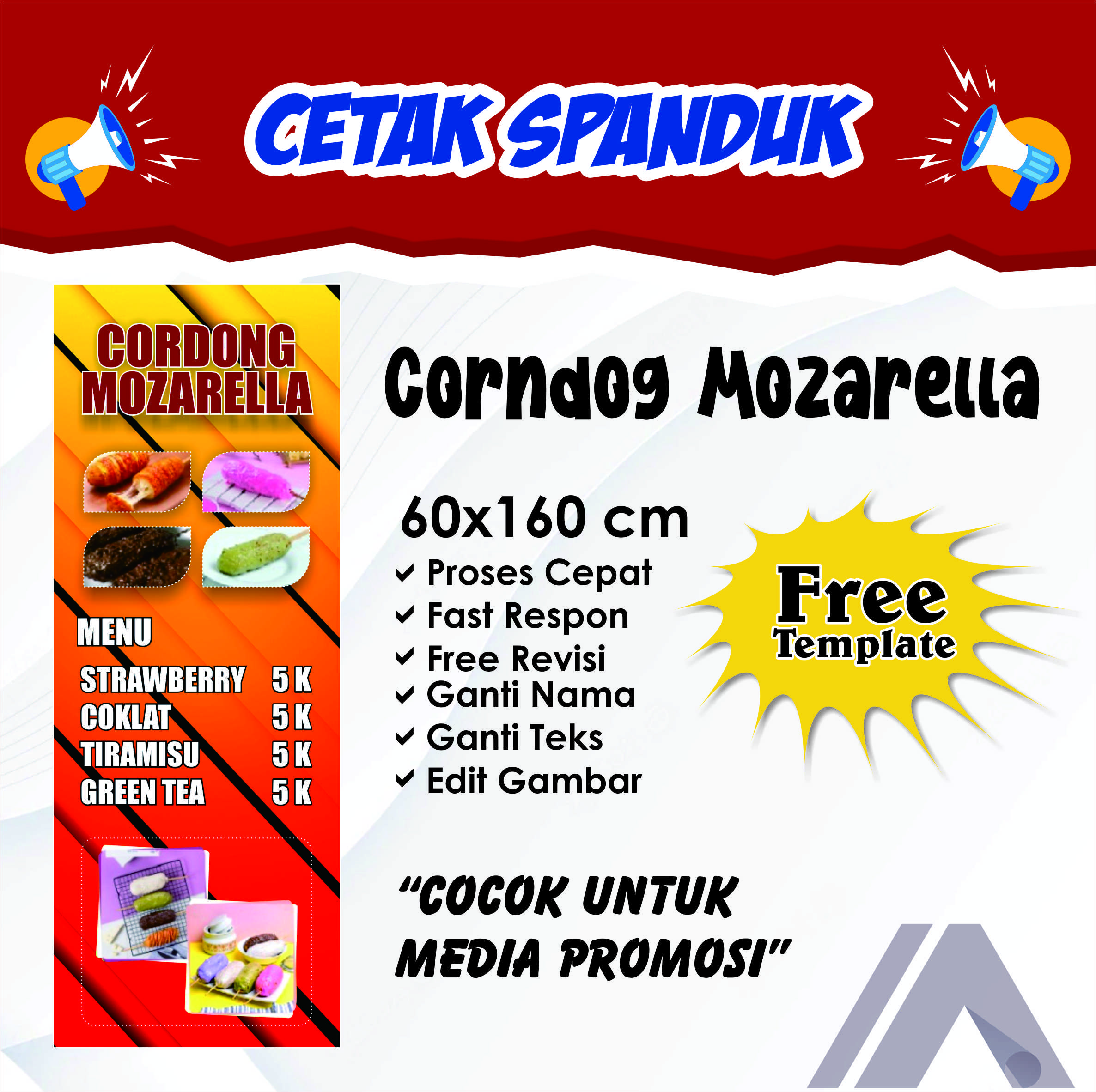 spanduk banner corndog mozarella ukuran 60x160cm | Lazada Indonesia