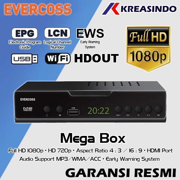EVERCOSS MegaBox STB Set Top Box Penerima Signal TV Digital Receiver ...