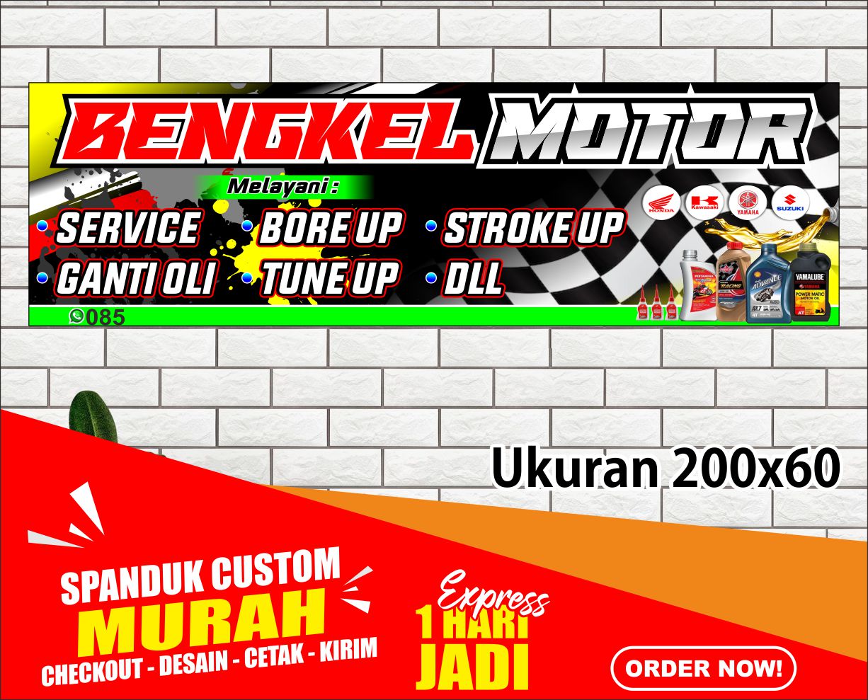 Banner Bengkel, COD Spanduk Bengkel 200 X 60 cm, Banner Bengkel, COD ...