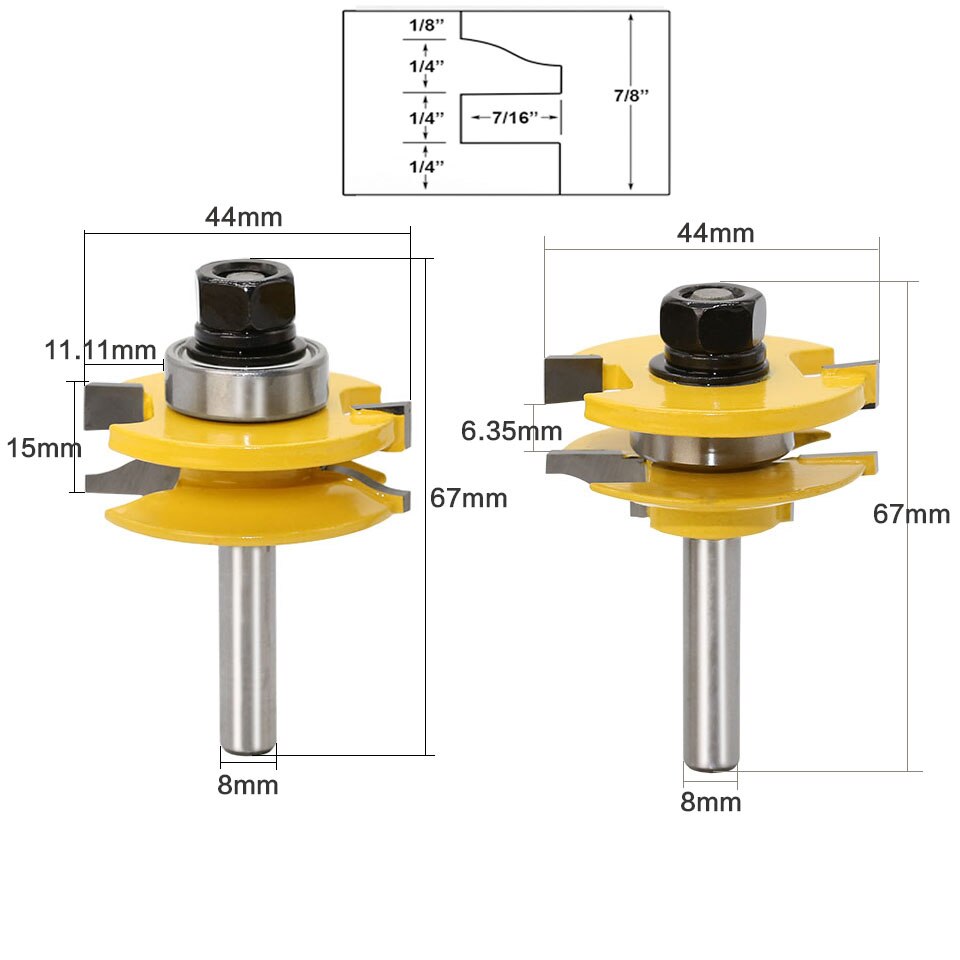 MATA BOR PEMOTONG KAYU 2PCS ROUTER MATA PROFIL LIDAH DAN ALUR MATA ...