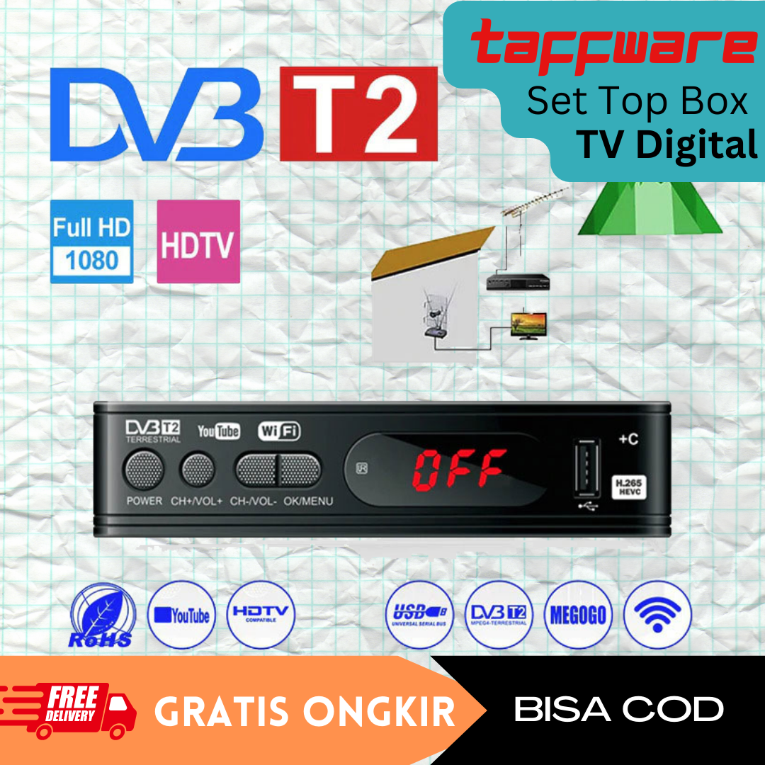 Taffware Set Top Box TV Digital untuk TV Tabung LED Satellite TV Tuner ...