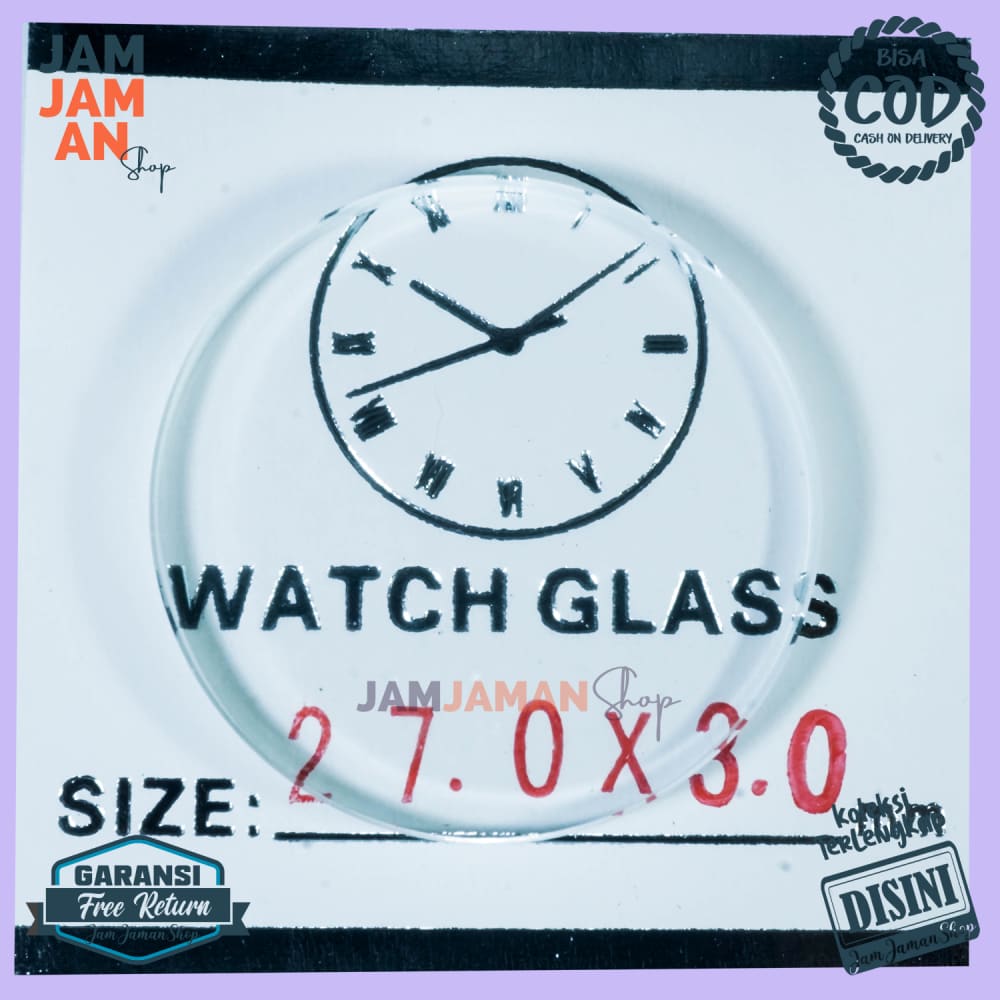 Kaca Jam Kaca Bahan Watch Glass PNC-270 Bagus Kaca Datar 2,7 cm ...
