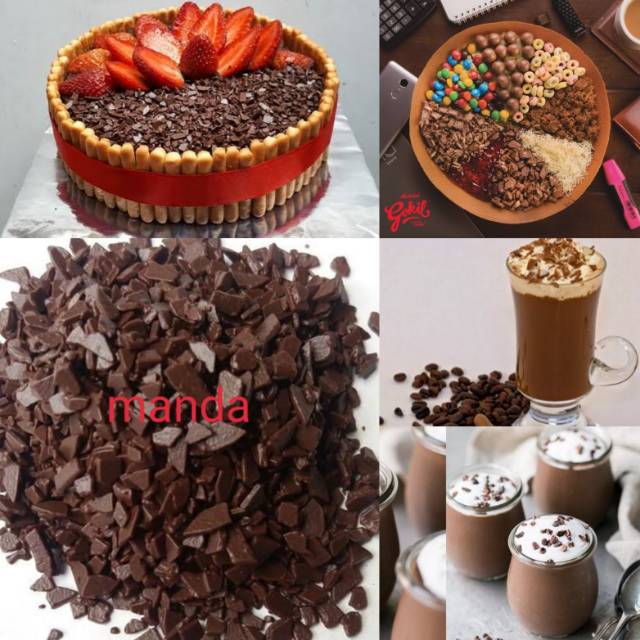 Caribe choco dark flake coklat tabur topping minuman topping cake ...