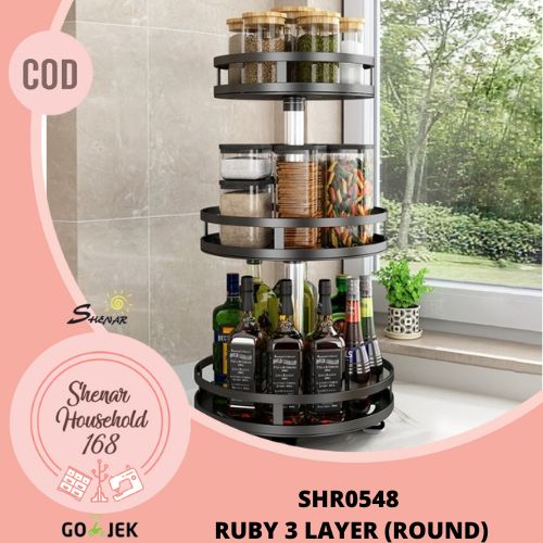 RAK SUSUN DAPUR NORDIC RUBY RACK TROLLEY 3 SUSUN RAK DAPUR PUTAR 360 ...