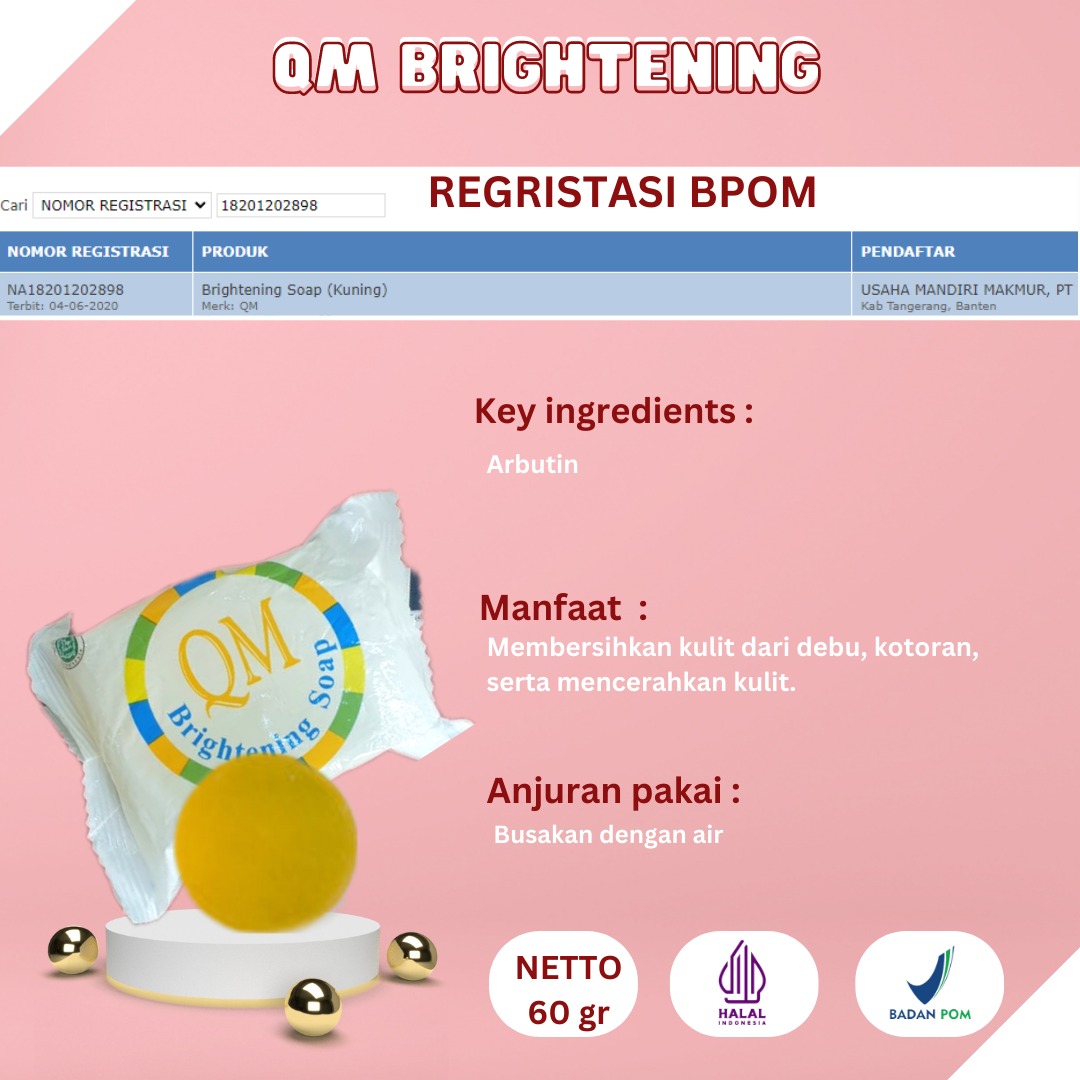 Lusinan Sabun QM Brightening, Acne dan Antiseptic ( Badan ) 60gr ...