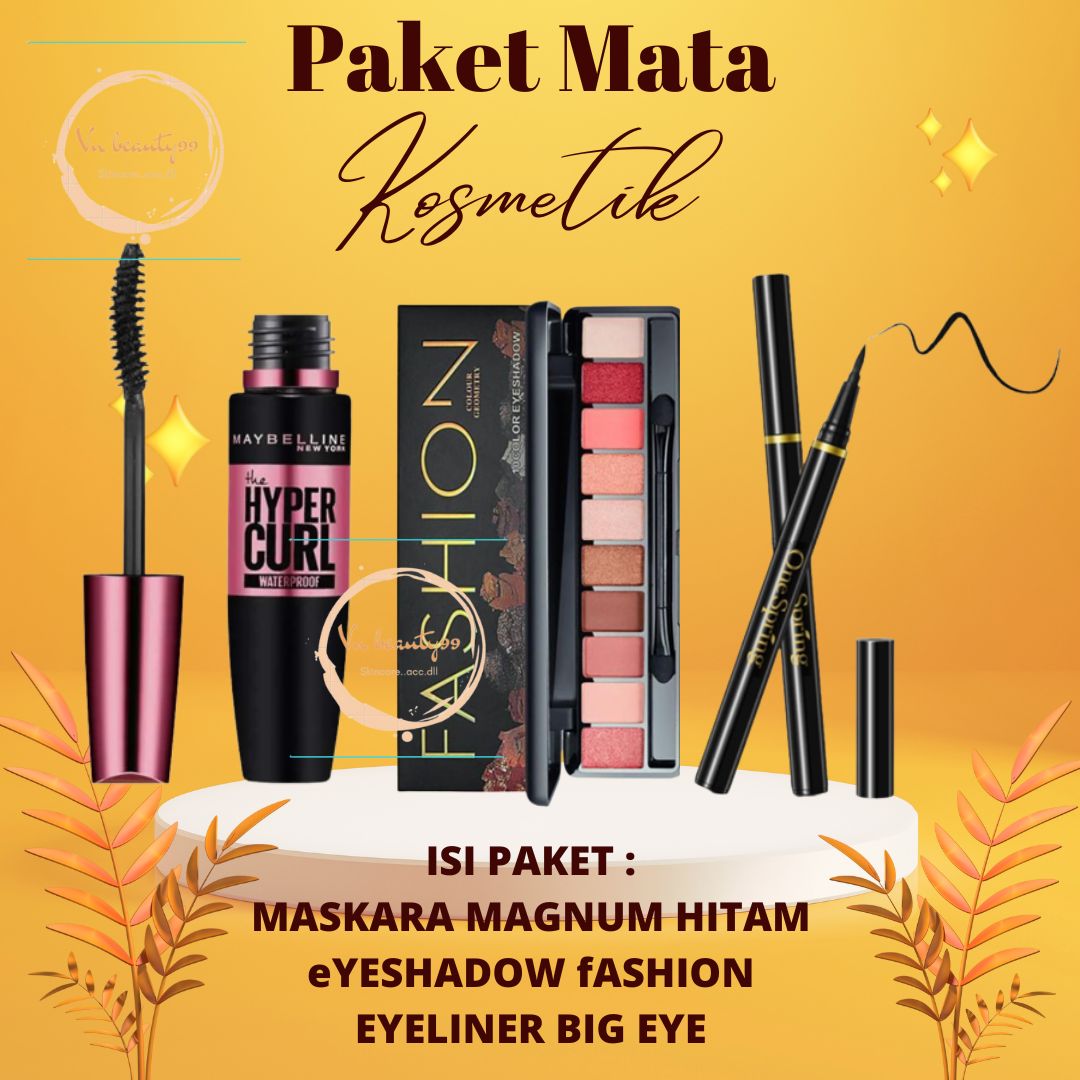 PAKET MATA ISI 3 ( Maskara Magnum Hitam// eyeshadow Fashion // Eyeliner ...