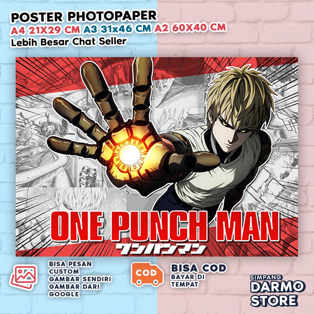 Poster One Punch Man Anime Wibu Super hero Saitama Genos Fubuki Silver ...