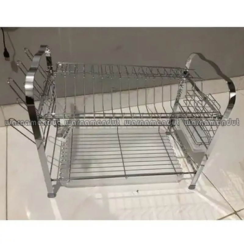 Rak pengering piring dapur besi minimalis 2 tingkat 42.5x25x36.5cm WMO ...
