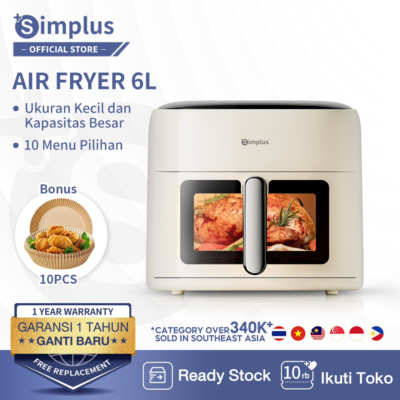 Simplus Air Fryer 6L Penggorengan Sehat Tanpa Minyak Airfryer Rumah Tangga/Kado pernikahan/ Kost ...