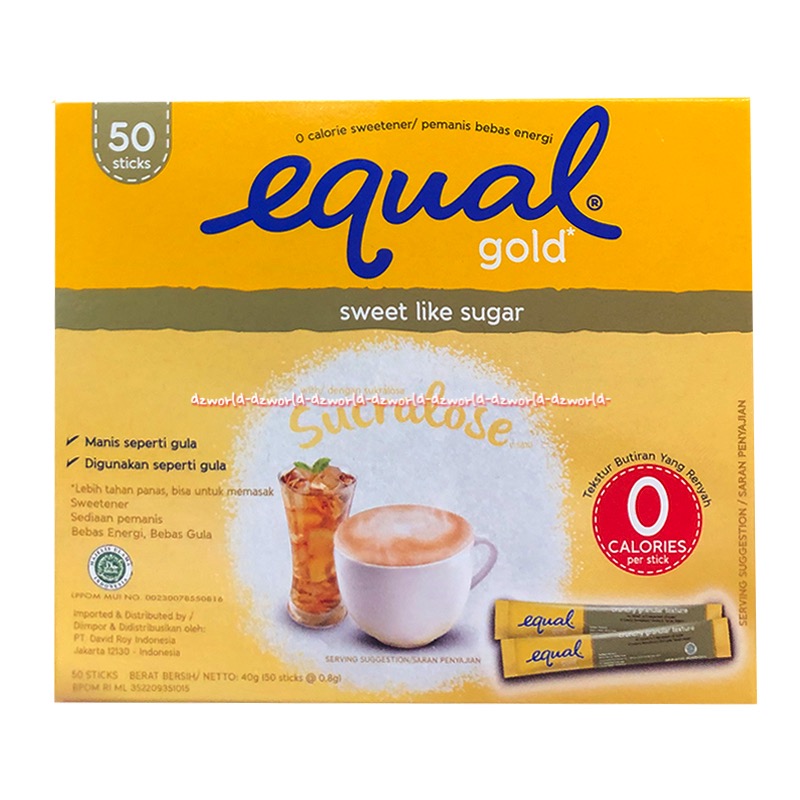 Equal Gold Sweet Lie Sugar 50stick Sucralose Pengganti Gula 0 Calories ...