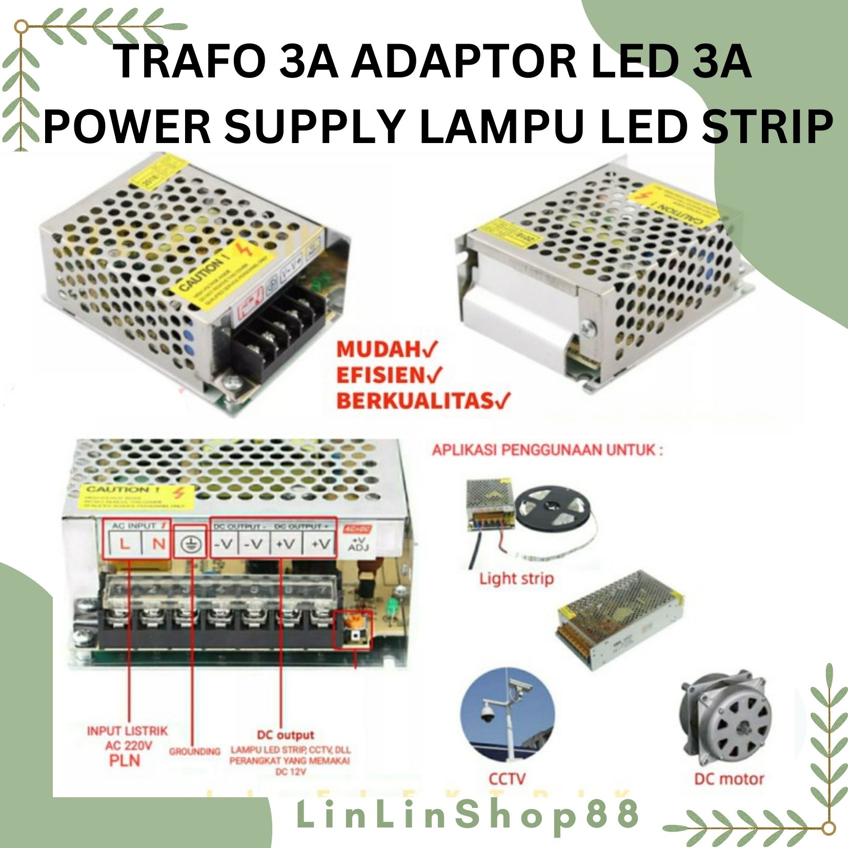 TRAFO 3A ADAPTOR LED 3A POWER SUPPLY LAMPU LED STRIP | Lazada Indonesia