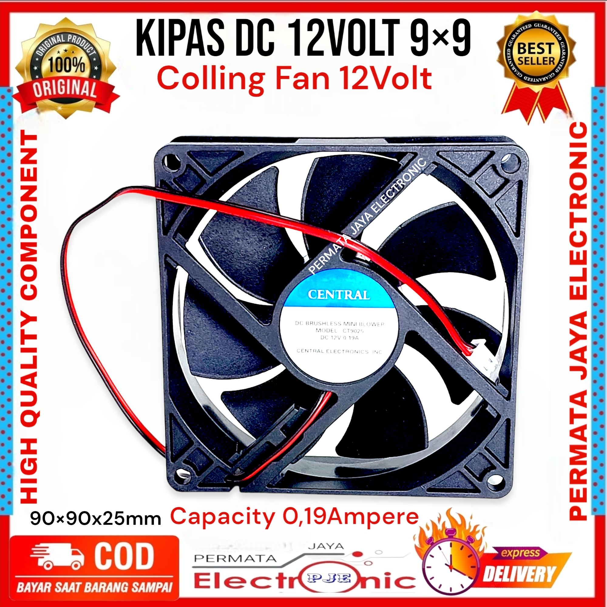 KIPAS PENDINGIN DC 9X9 COOLING FAN DC 12V 9cm | Lazada Indonesia