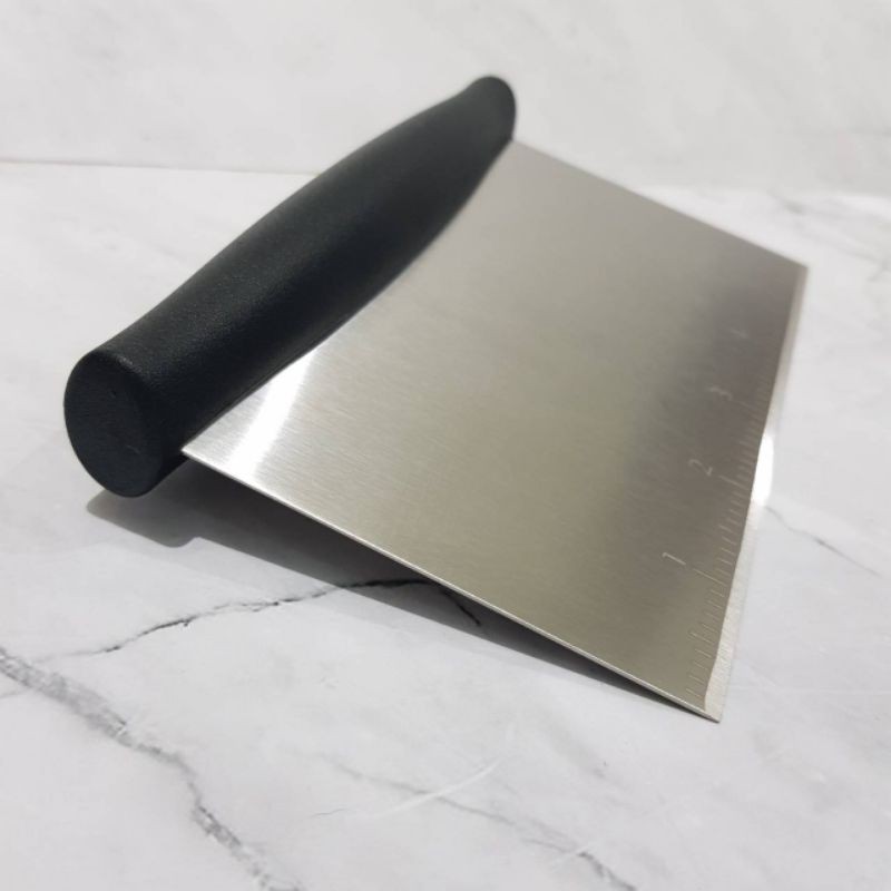 SCRAPPER stainless tebal 1 mili pegangan PLASTIK dough cutter pemotong ...