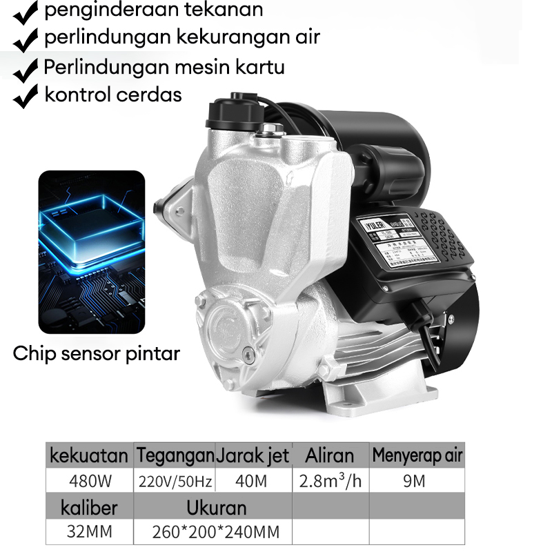Reaim Pompa Air Otomatis 40 L/min 250W Total Head Max 30m Pompa Air ...