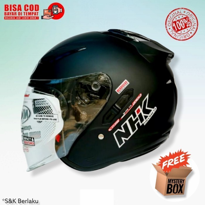 [COD] NHK R1 Double Visor Hitam Doff Original -Helm Half Face Original ...
