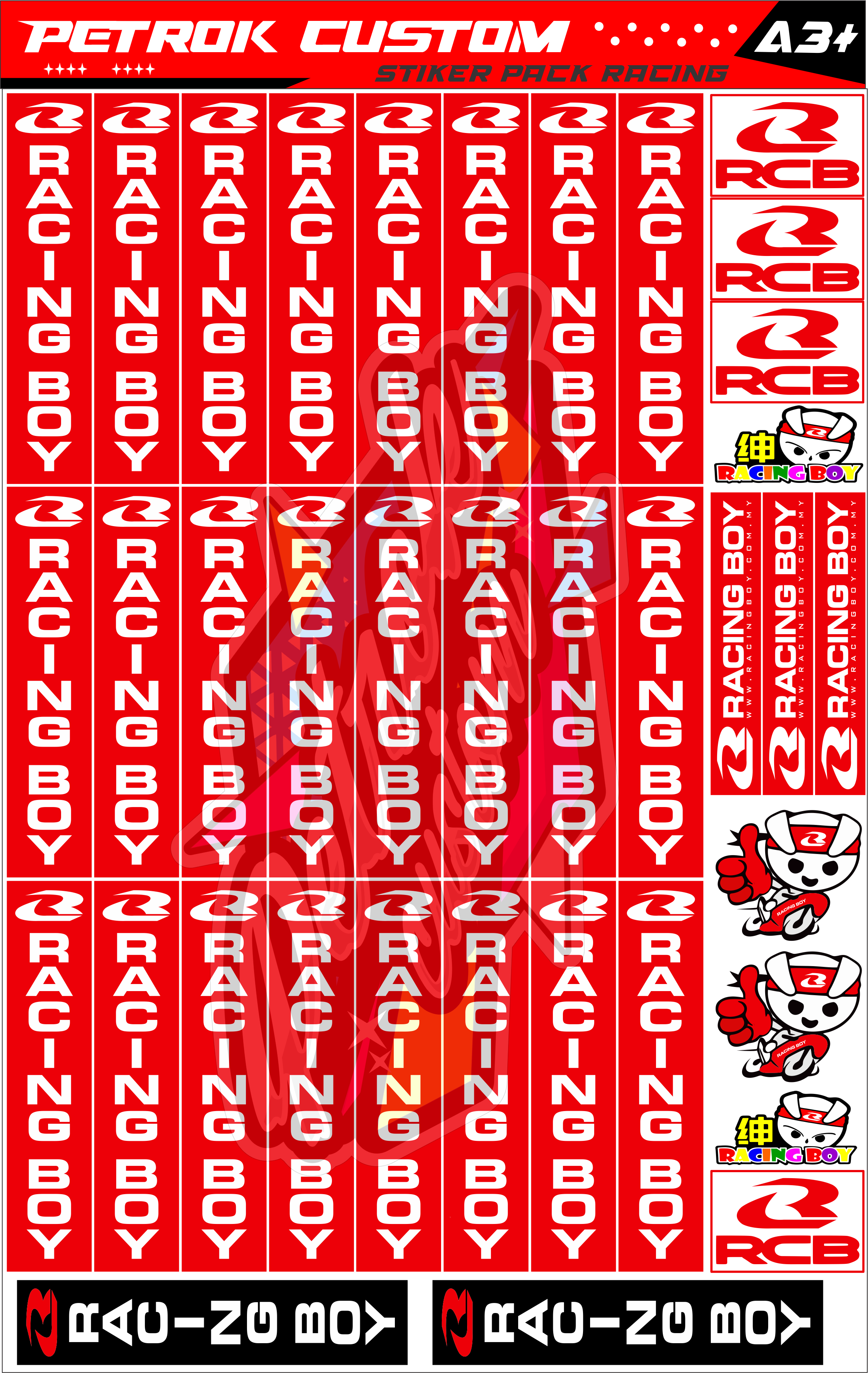STIKER PACK RCB STIKER SHOCK RACING BOY ISI BANYAK GROSIR | Lazada ...