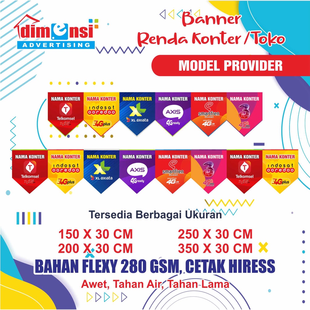 Banner Renda Konter Segitiga Murah / Spanduk Renda Konter Segitiga - DIMENSI ADV | Lazada Indonesia