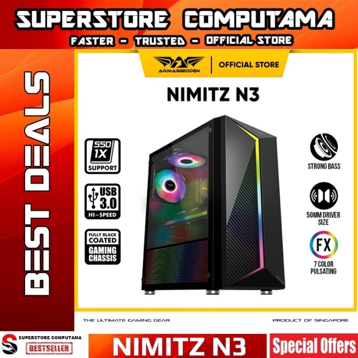 Armaggeddon Nimitz N3 Excellent ATX Gaming PC Case with RGB Lightning ...