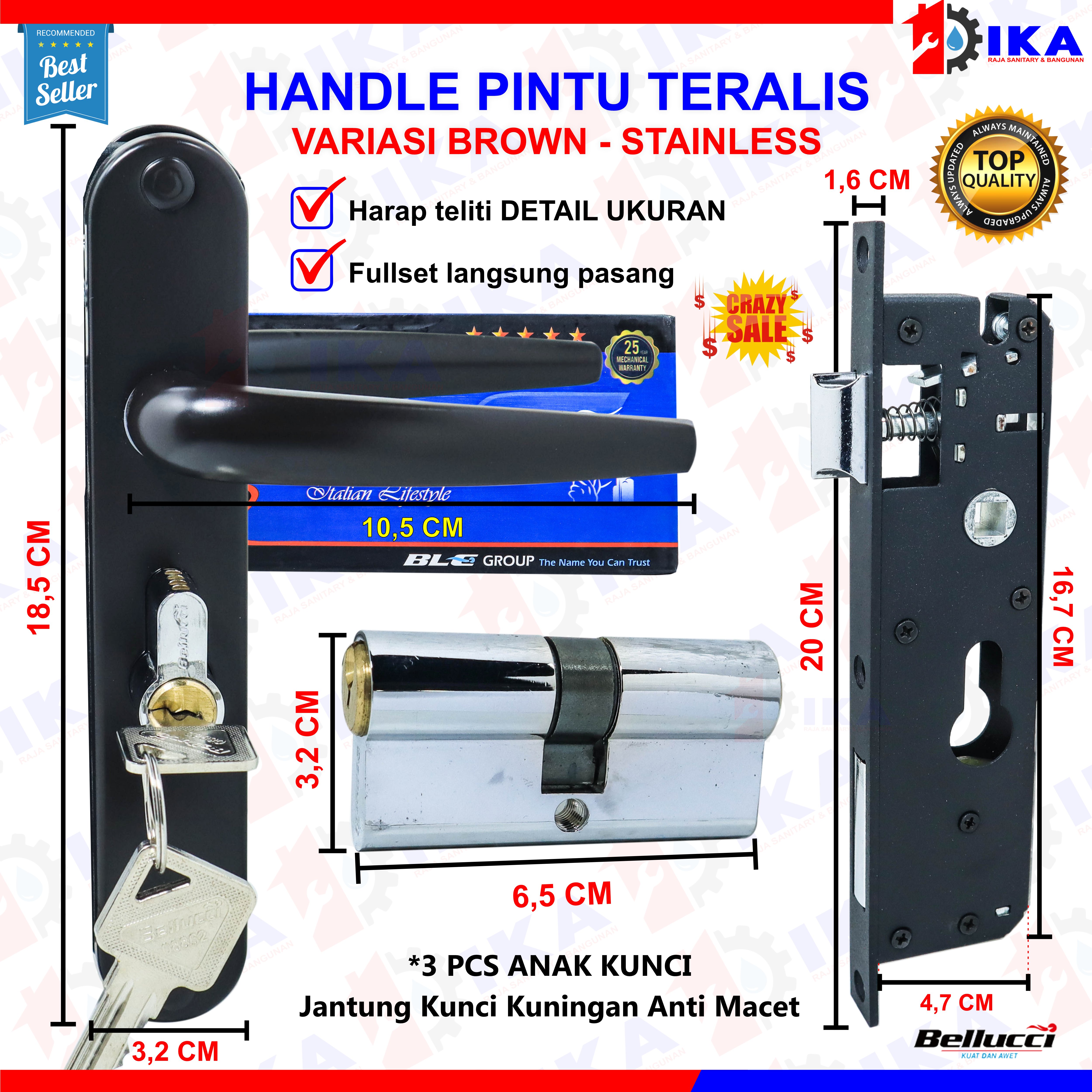 Kunci Handle Pintu Kawat Nyamuk Bellucci Set Alumunium Tralis Gagang ...