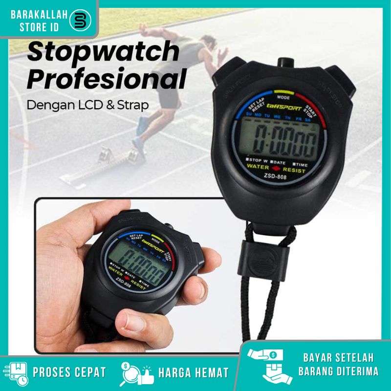 TaffSPORT Stopwatch Digital Profesional LCD dengan Strap / Alat ...
