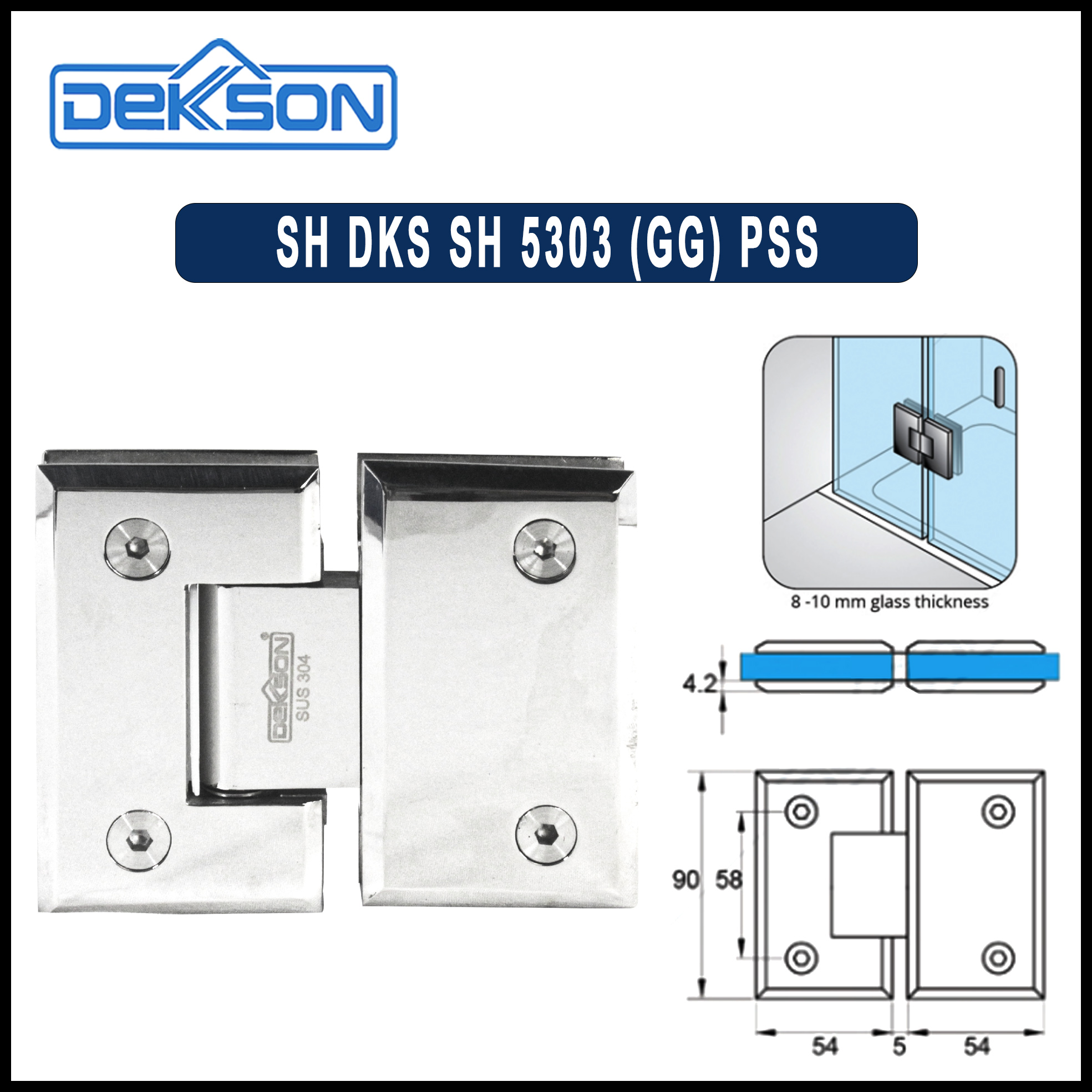 Engsel Shower Dekkson SH 5303 Kaca Ke Kaca Shower hinge 180 Derajat ...