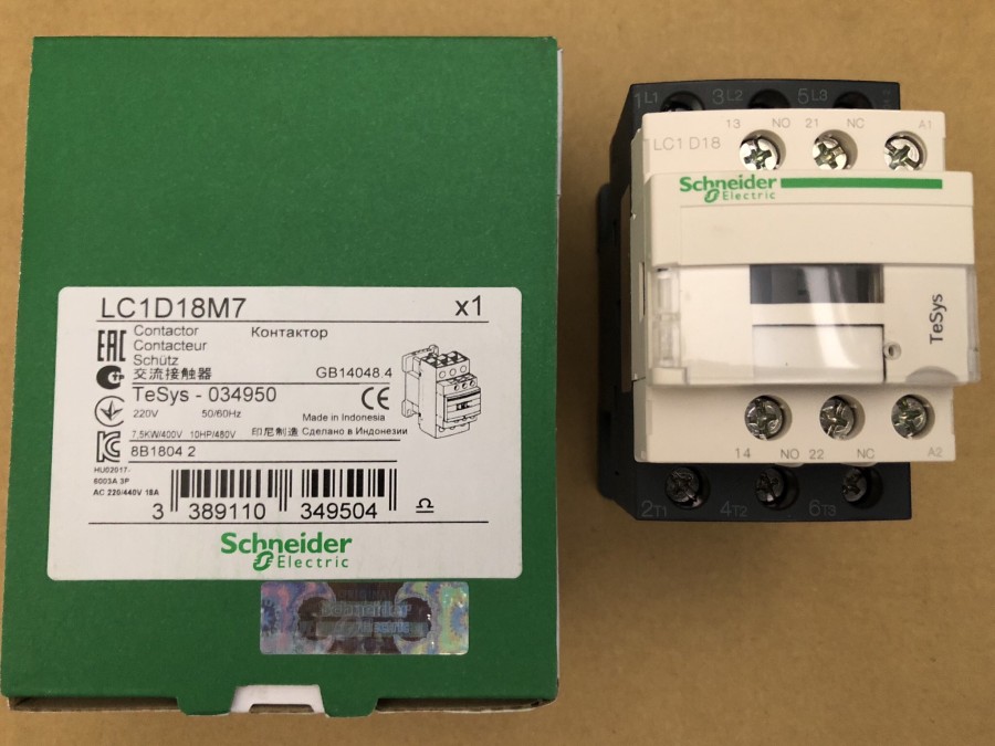 Kontaktor contactor schneider LC1D18M7 220 volt 1 phase 32 a amper ...